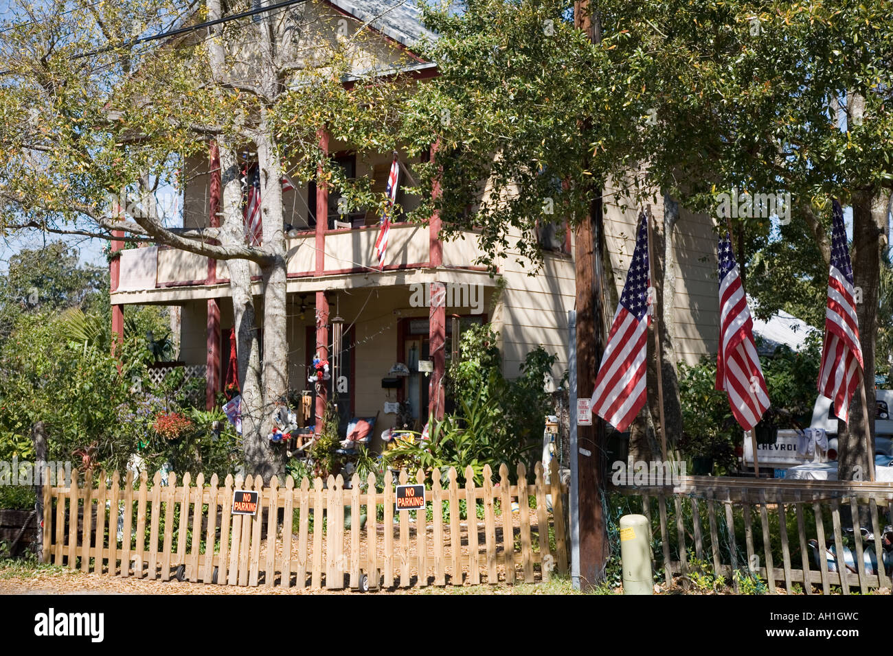 Colonial Style Clapperboard House Amelia Island Florida U.S.A Stock ...