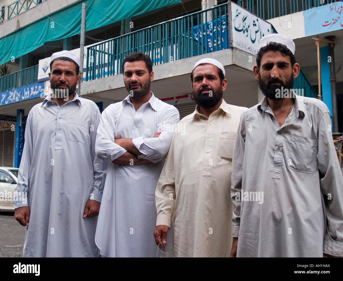four Afghan traders at the Smugglers Bazaar in Peshawar Pakistan Stock ...