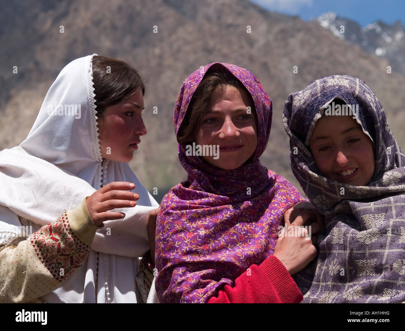 trio of Pakistani girls in Chitral District Pakistan Stock Photo - Alamy