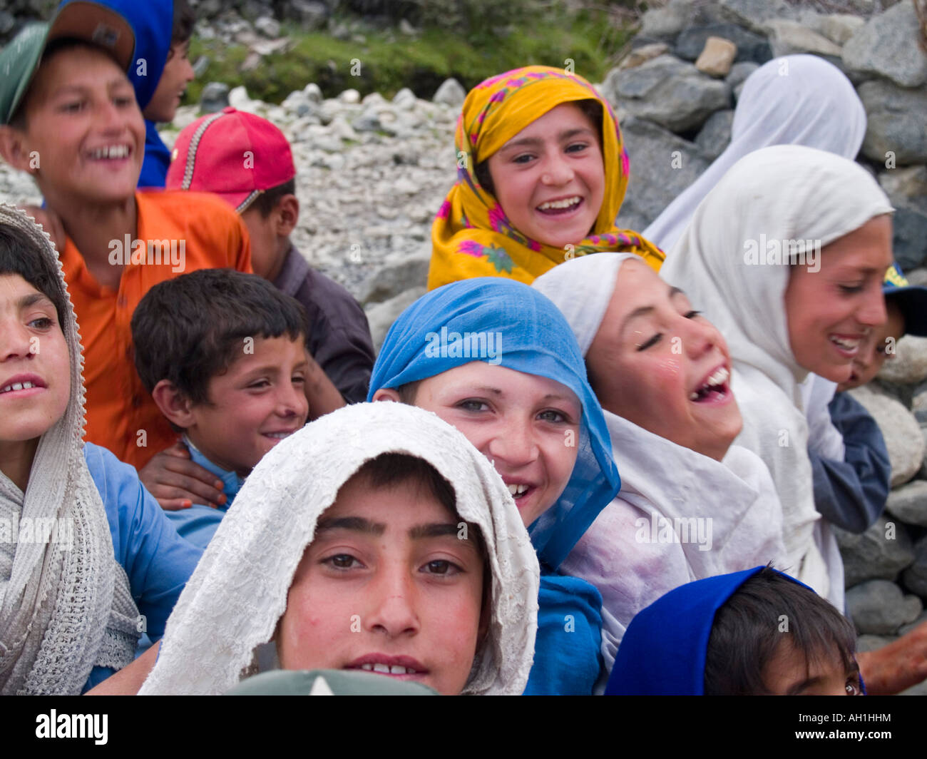 schoolchildren laughing northern Pakistan Stock Photo - Alamy