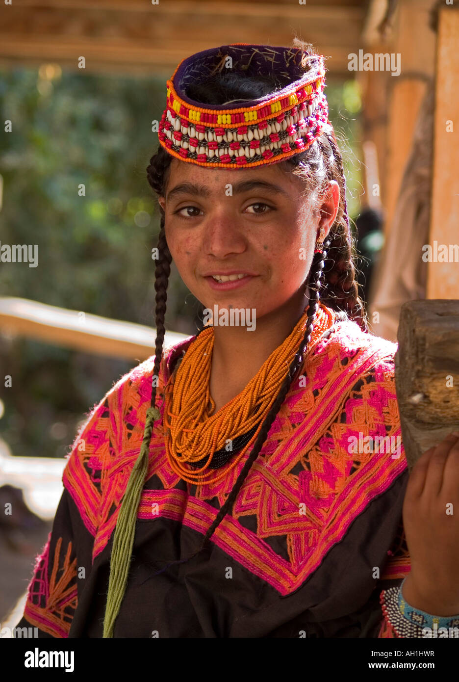 Young Kalasha woman posing Bumburet Pakistan Stock Photo - Alamy