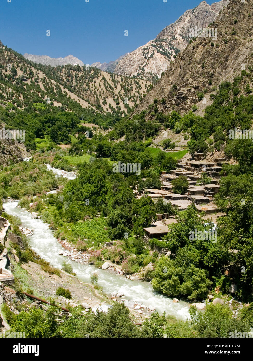 traditional Kalasha houses in the Rumbur Valley Chitral Pakistan Stock ...