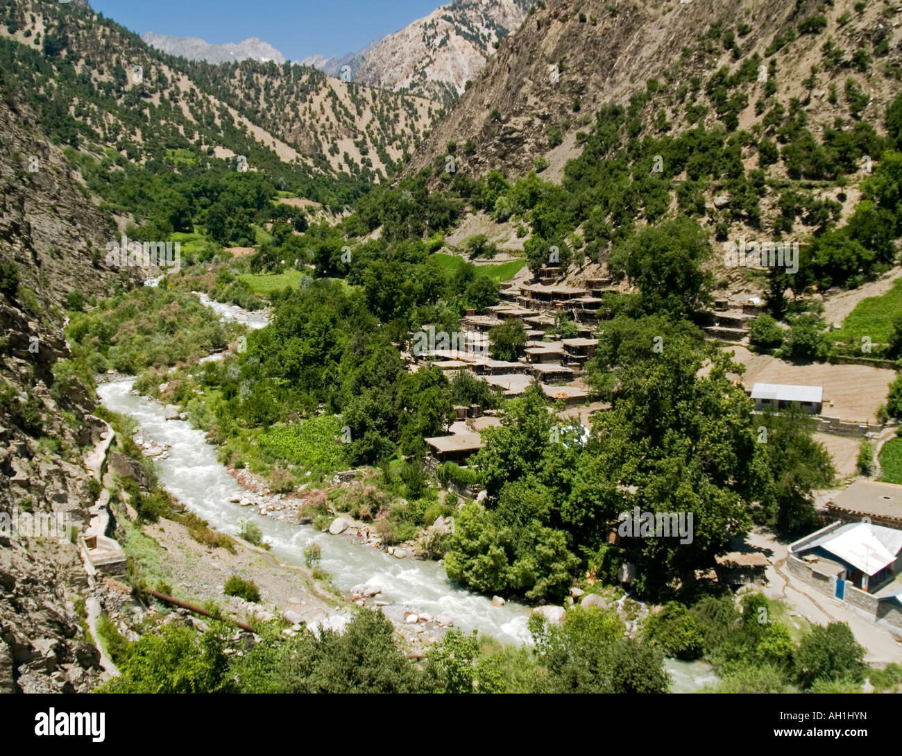 traditional Kalasha houses in the Rumbur Valley Chitral Pakistan Stock ...