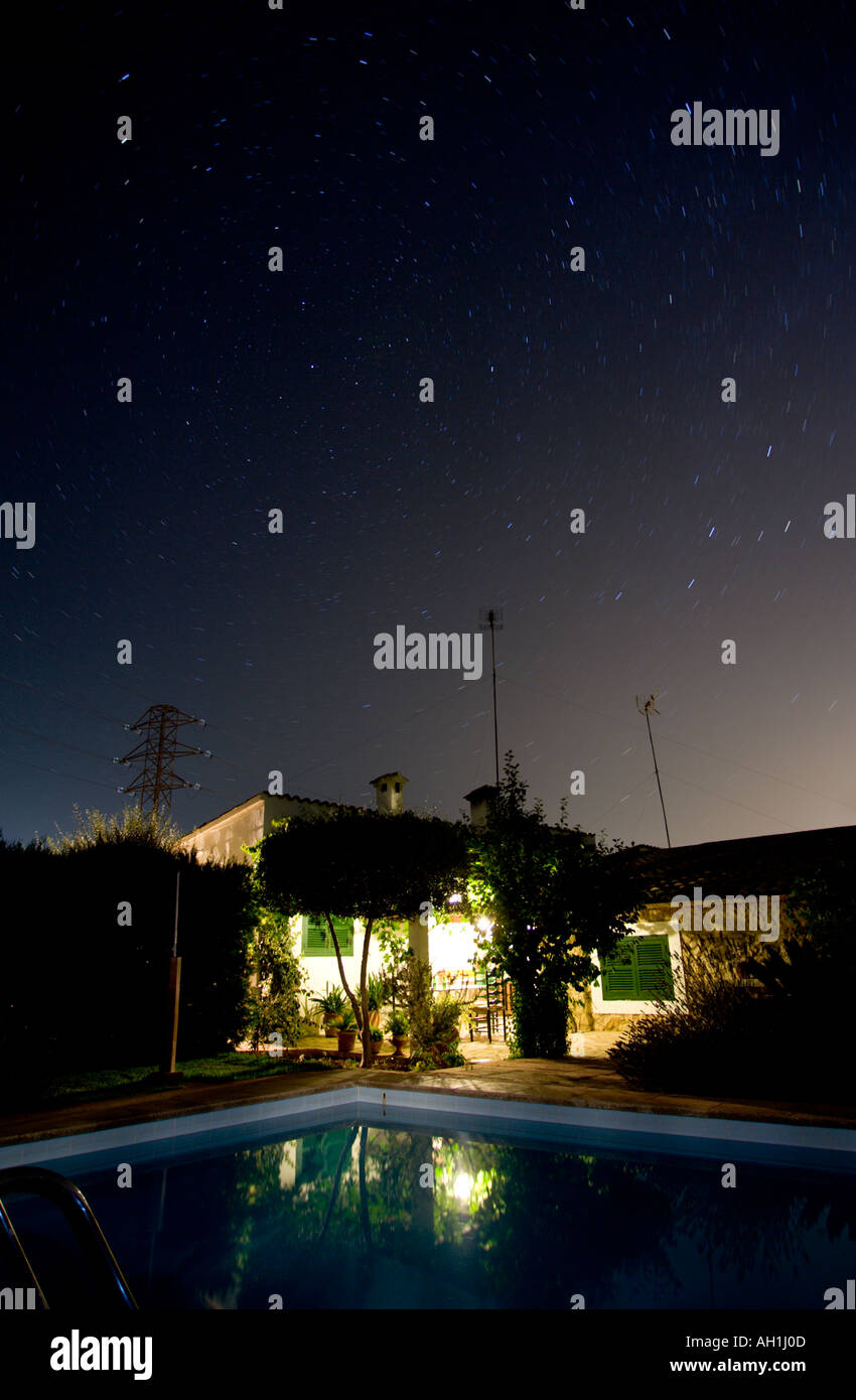 Spanish villa on a starry night Stock Photo - Alamy