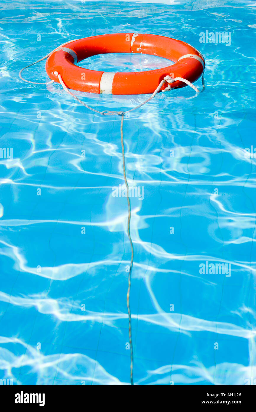 Lifebuoy in a pool Stock Photo - Alamy