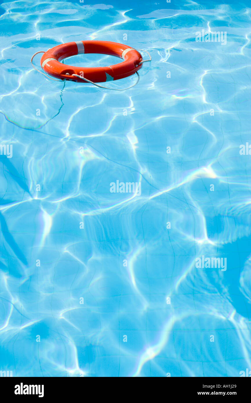 Lifebuoy in a pool Stock Photo - Alamy