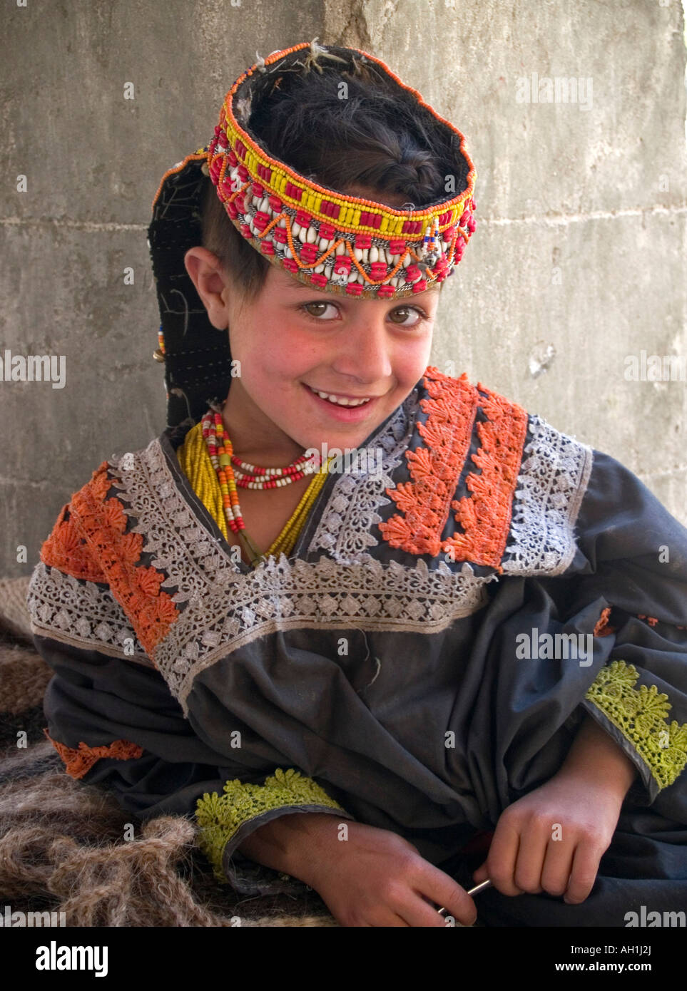 Traditional Kalasha girl smiling, Chitral, Pakistan Stock Photo - Alamy