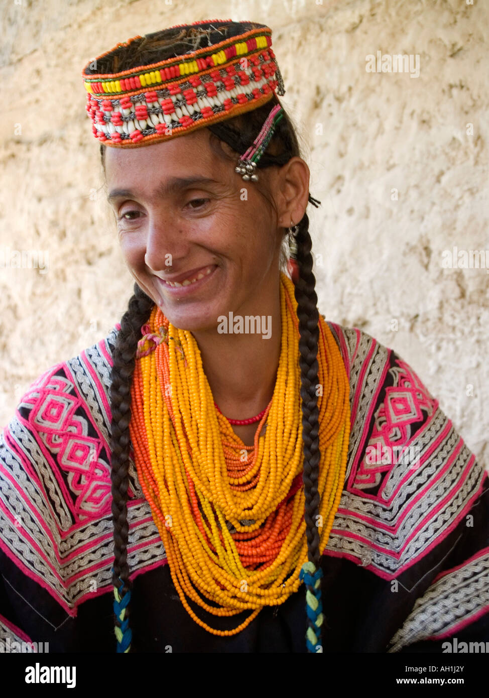 Kalasha woman with big smile Rumbur Valley Pakistan Stock Photo - Alamy