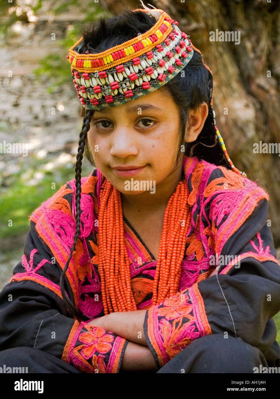 Kalasha girl portrait, Rumbur Valley, Pakistan Stock Photo - Alamy