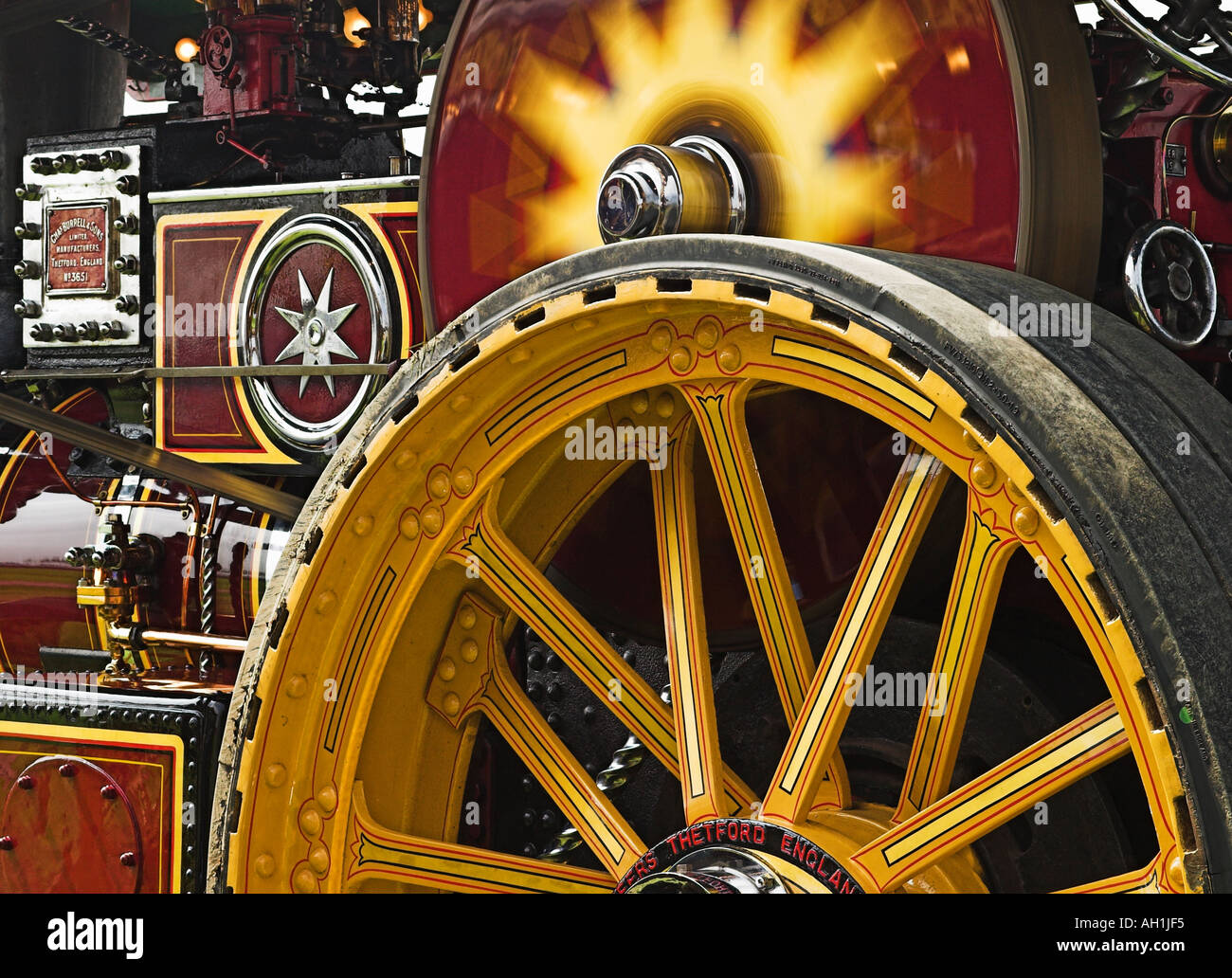 Detail of a steam fairground traction engine lovingly restored Stock ...