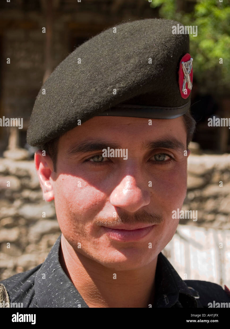 portrait of a Pakistani border guard on the Deosai Plains Pakistan ...