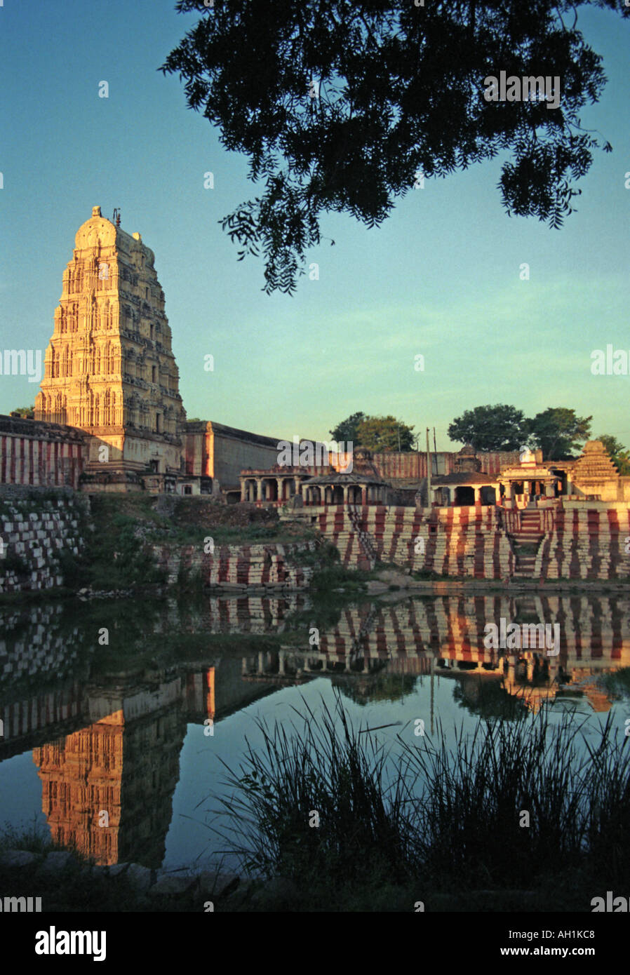 Temple and reflection Hampi Vijayanagar Karnataka India Asia IN20 5a ...