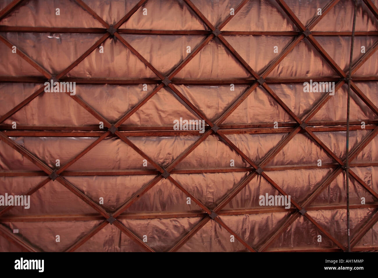 Section of insulated interior wall in Gridshell structure at the Weald ...