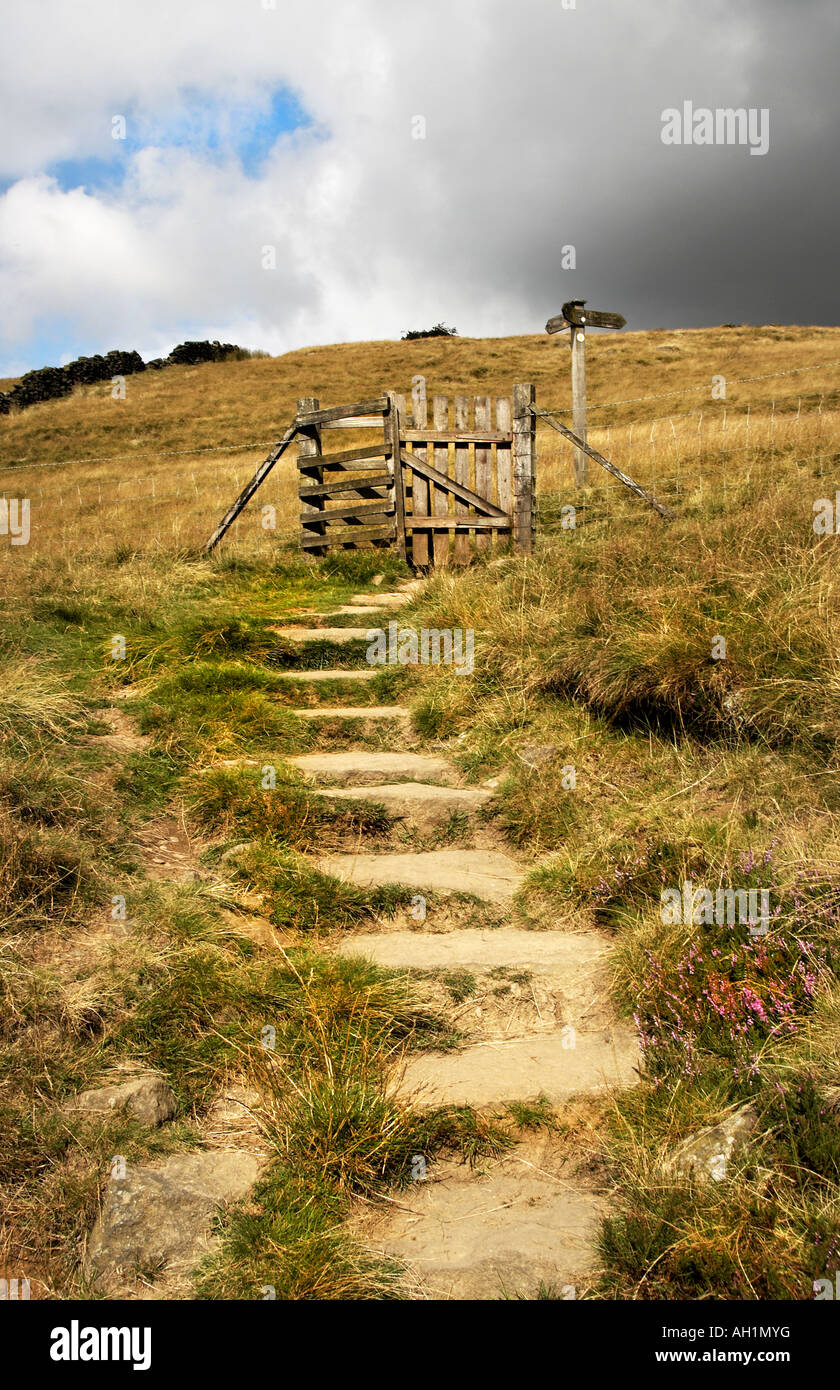 Footpath in the moors Bronte Country West Yorkshire UK Stock Photo - Alamy