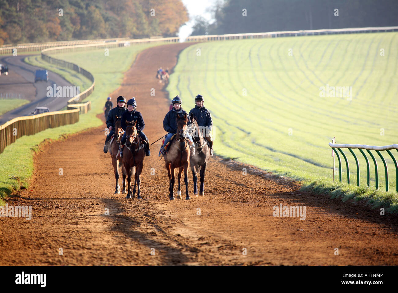 Riders on the gallops, Warren Hill training ground, Newmarket, Suffolk ...
