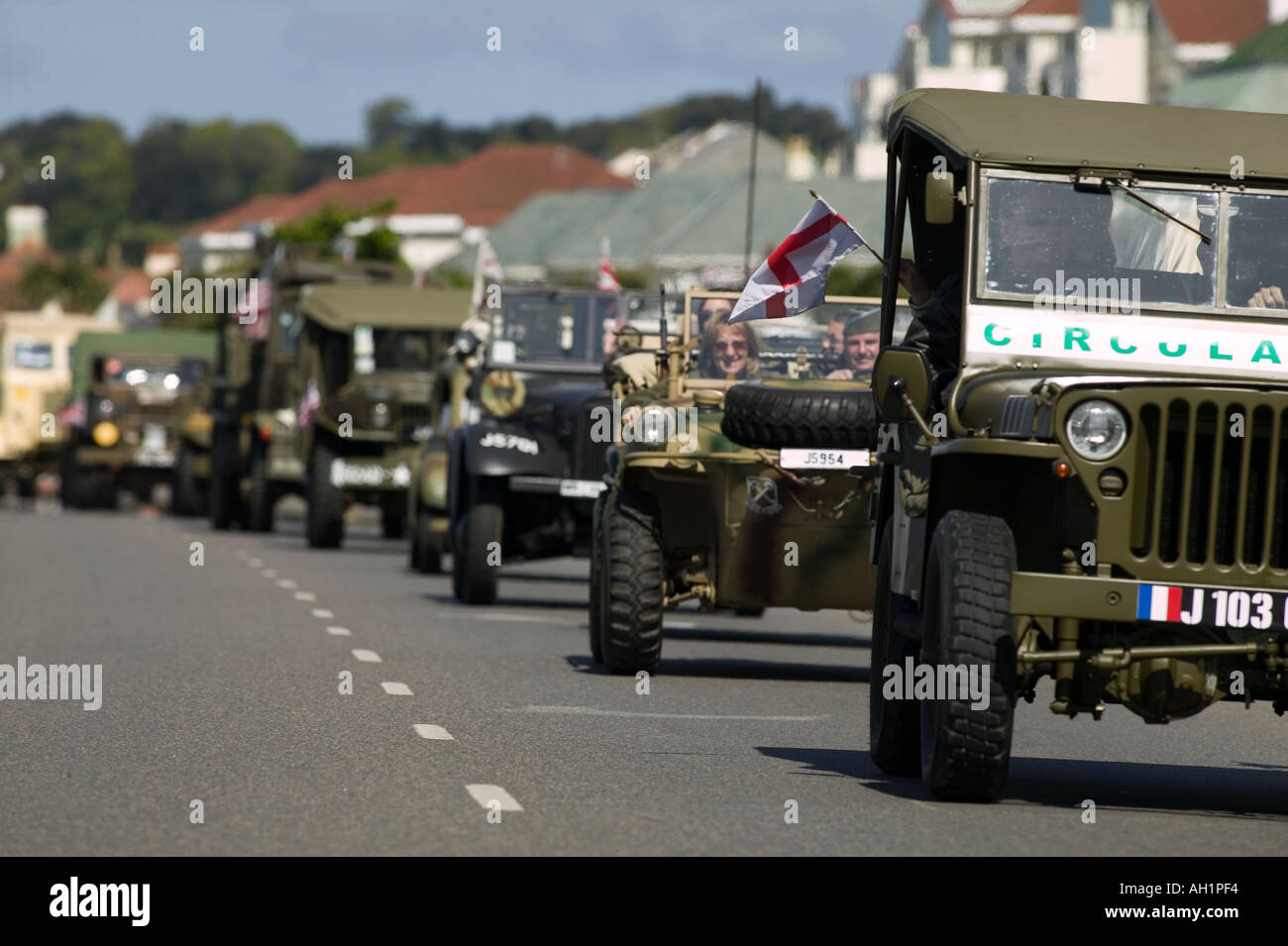 Second world war convoy during liberation day celebrations in Jersey ...