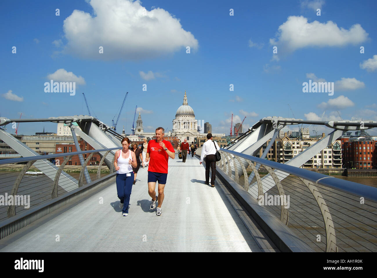 London Millennium Footbridge showing St.Paul's Cathedral, City of ...