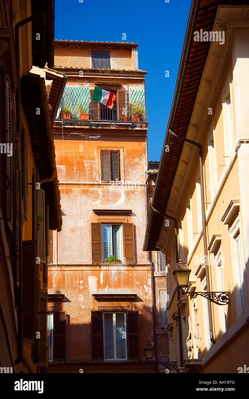 Rome Italy Apartment Structure with Italian Flag Stock Photo - Alamy