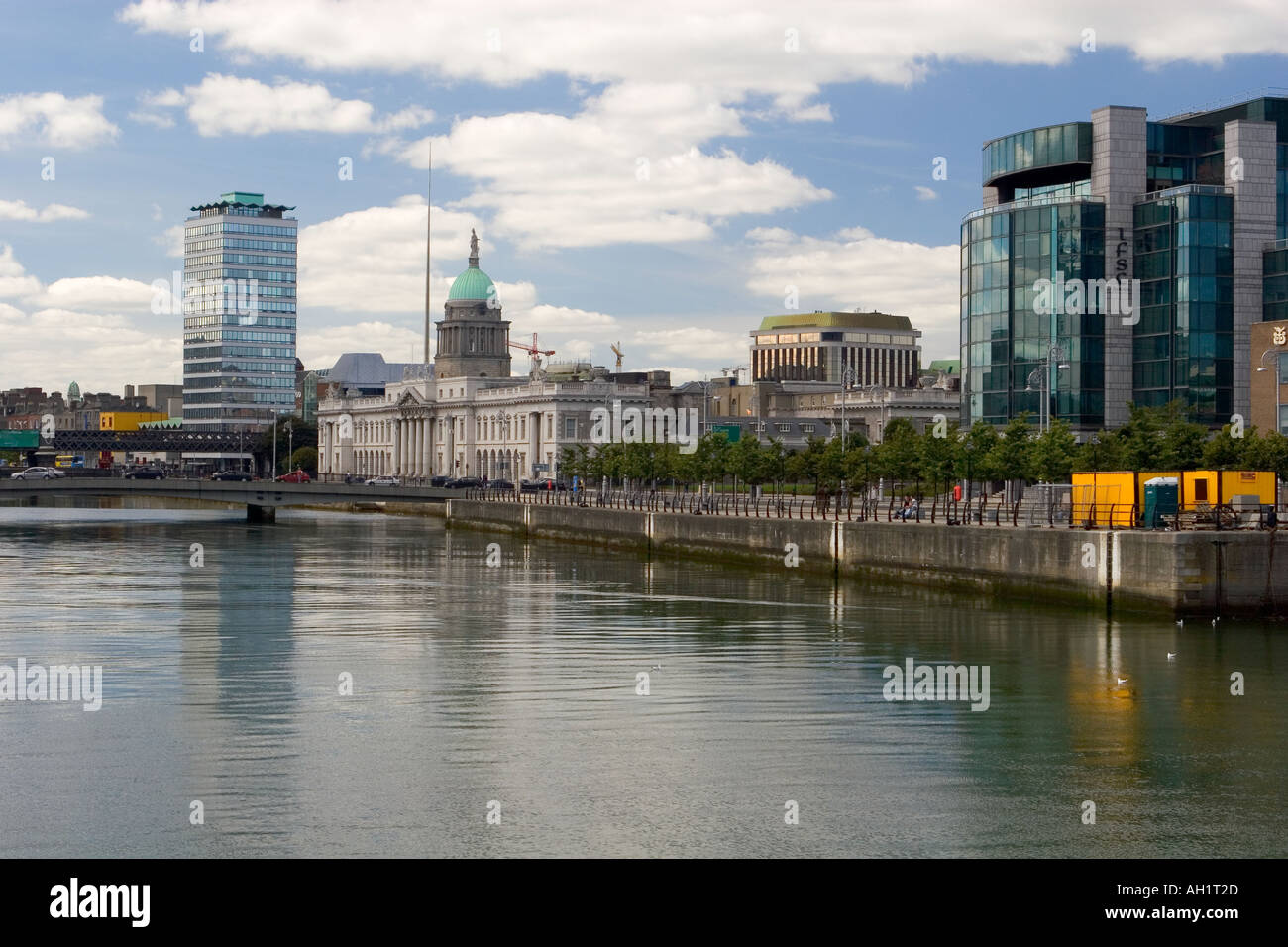 Custom House Quay Dublin Ireland with Custom House and the Dart Line ...