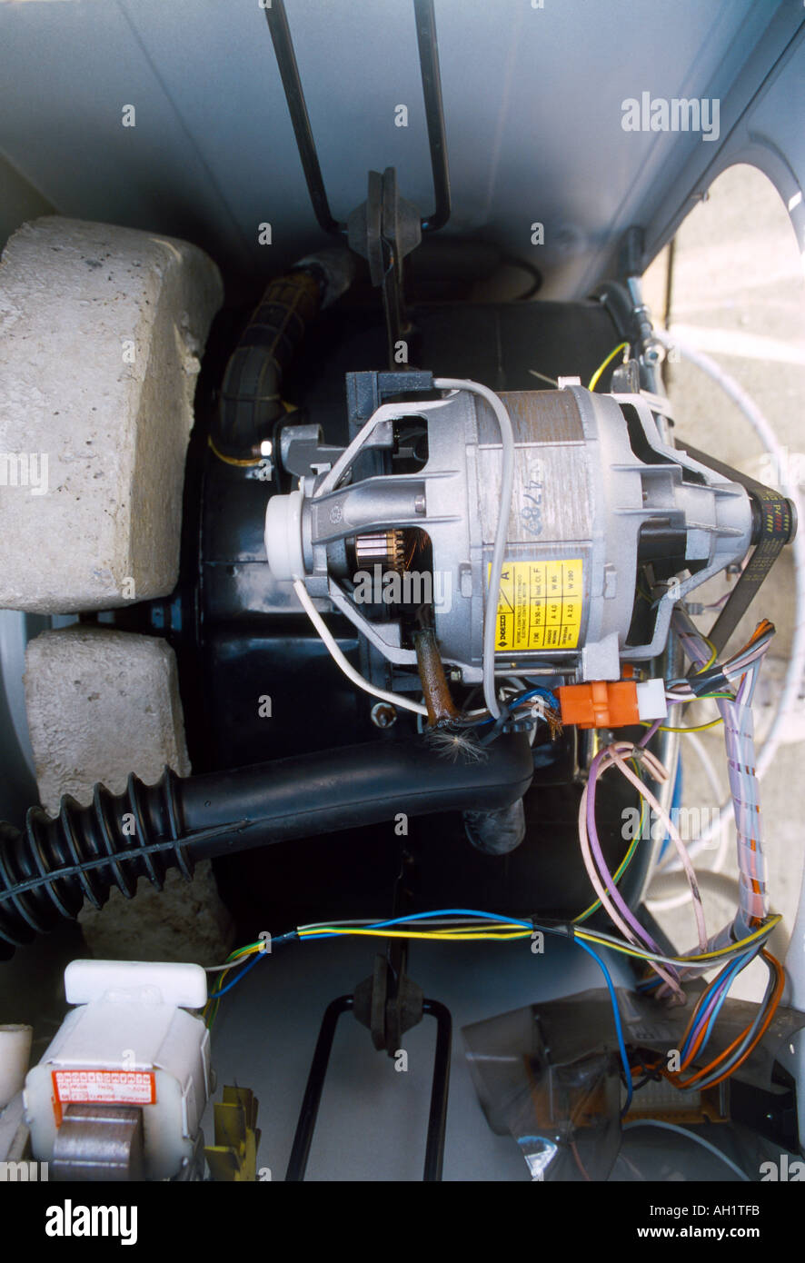 Washing Machine Interior Showing Drum Electrical Motor Stock Photo - Alamy