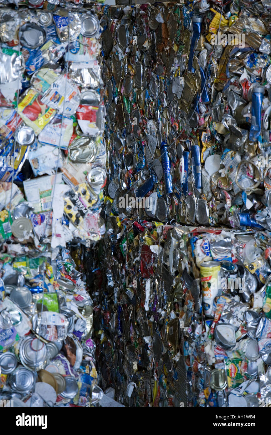 Recycling tin aluminum and aluminium flattened and crushed Stock Photo ...