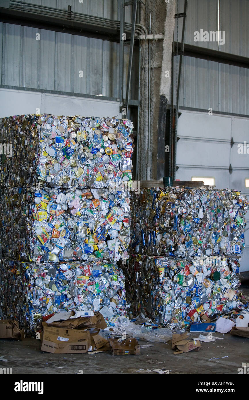 Recycling tin aluminum and aluminium flattened and crushed Stock Photo ...