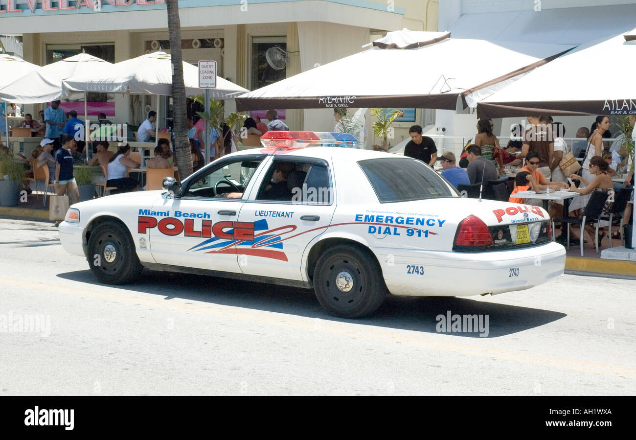 Miami Beach Police car on Ocean Drive Miami Beach South Florida Stock ...