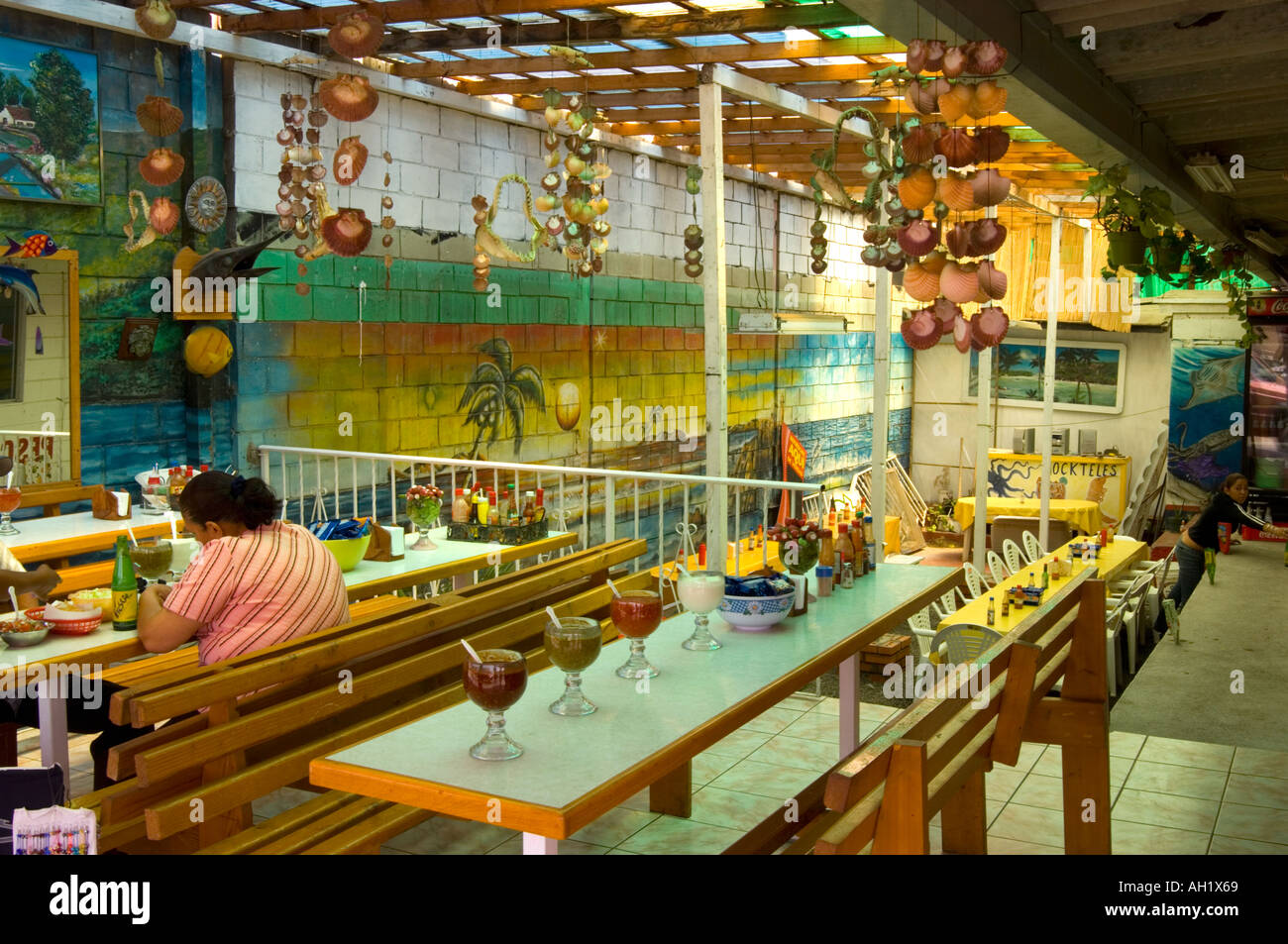 Fresh Seafood Restaurant on the Wharf Ensenada Mexico Stock Photo - Alamy