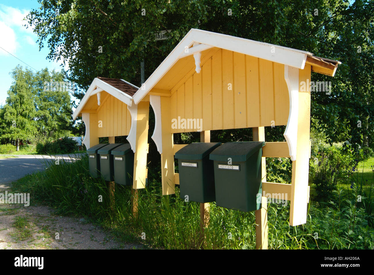 post boxes in finnish village soumi finland scandinavia alastro ...