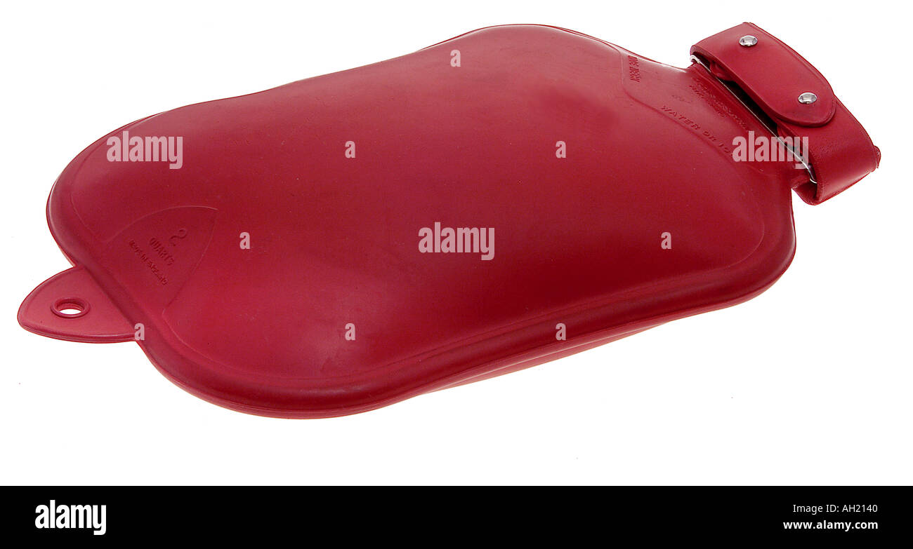 red hot water bottle silhouetted on white background Stock Photo - Alamy