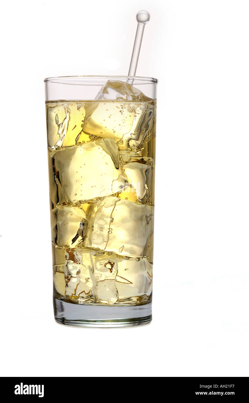 A highball cocktail silhouetted on white background Stock Photo - Alamy