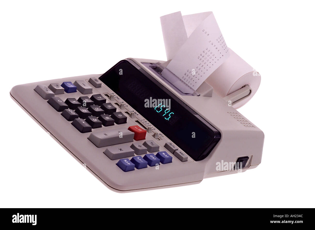 adding machine silhouetted on white background Stock Photo - Alamy