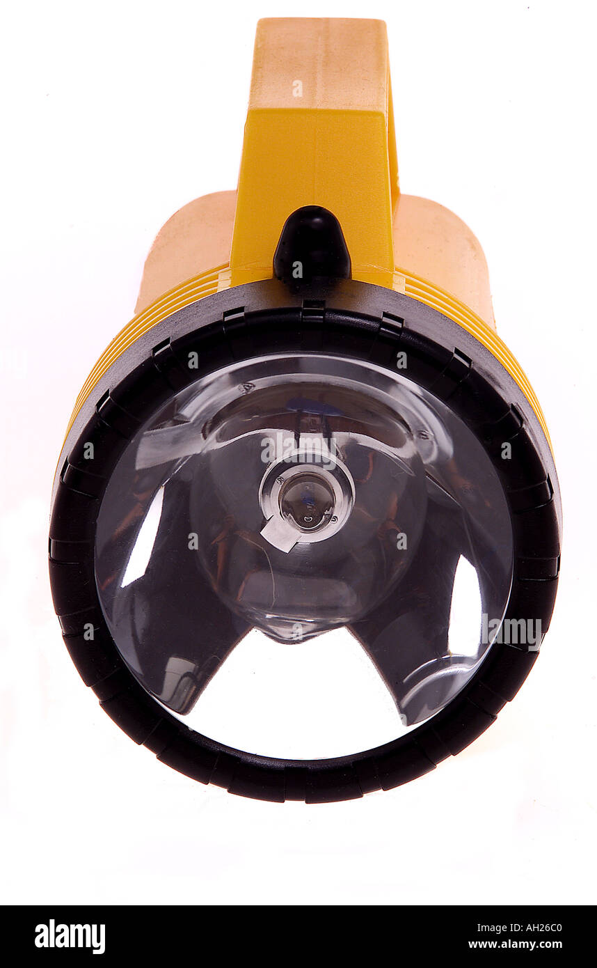 Yellow plastic flashlight Stock Photo - Alamy