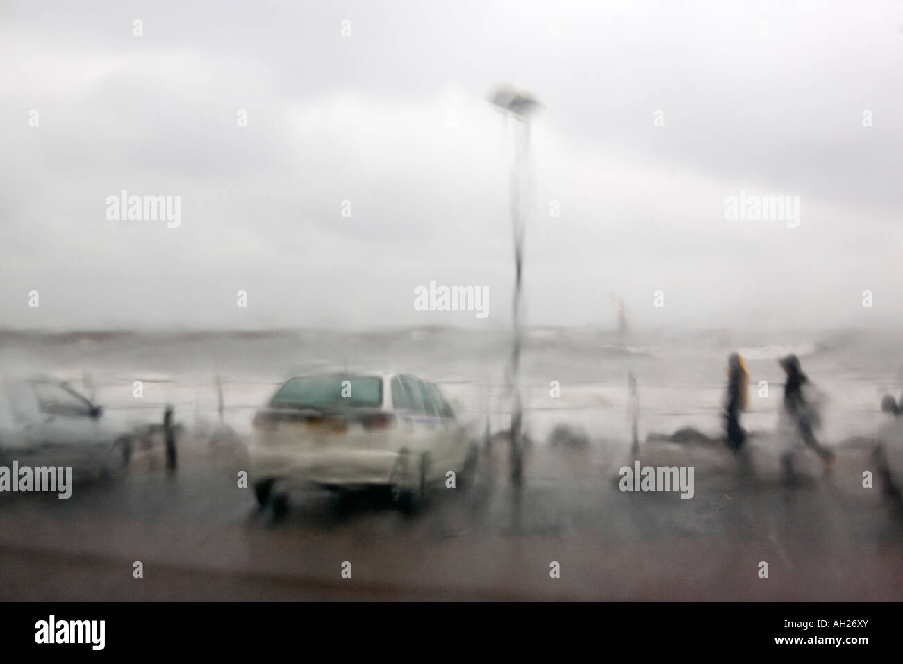 A wet rainy miserable day at the seaside in England Stock Photo - Alamy