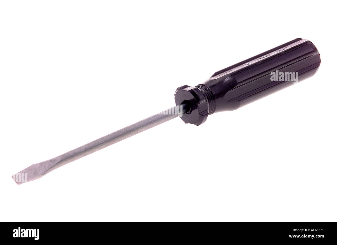black handled slotted screwdriver silhouetted on white background Stock ...