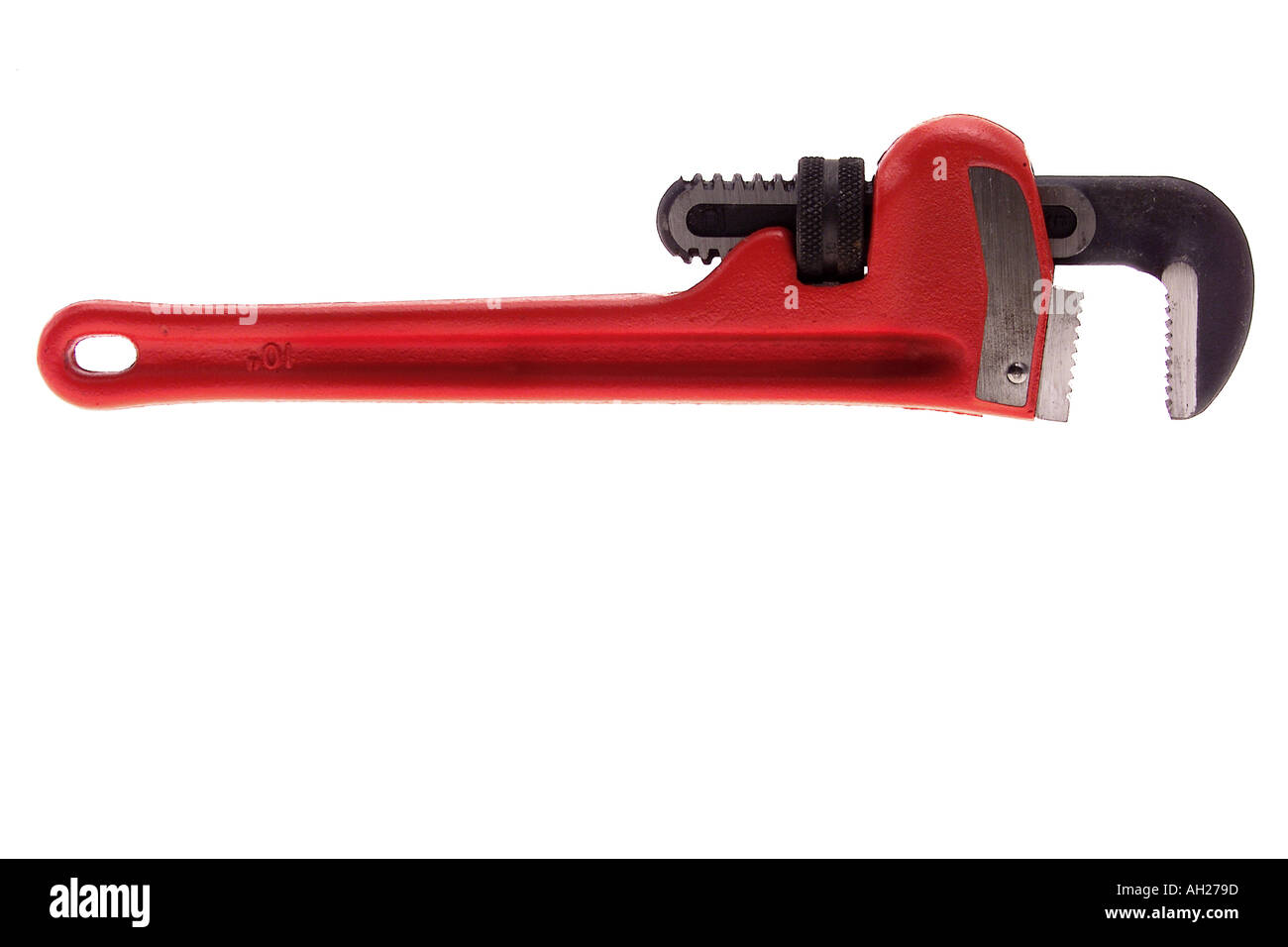 red pipe wrench silhouetted on white background Stock Photo - Alamy