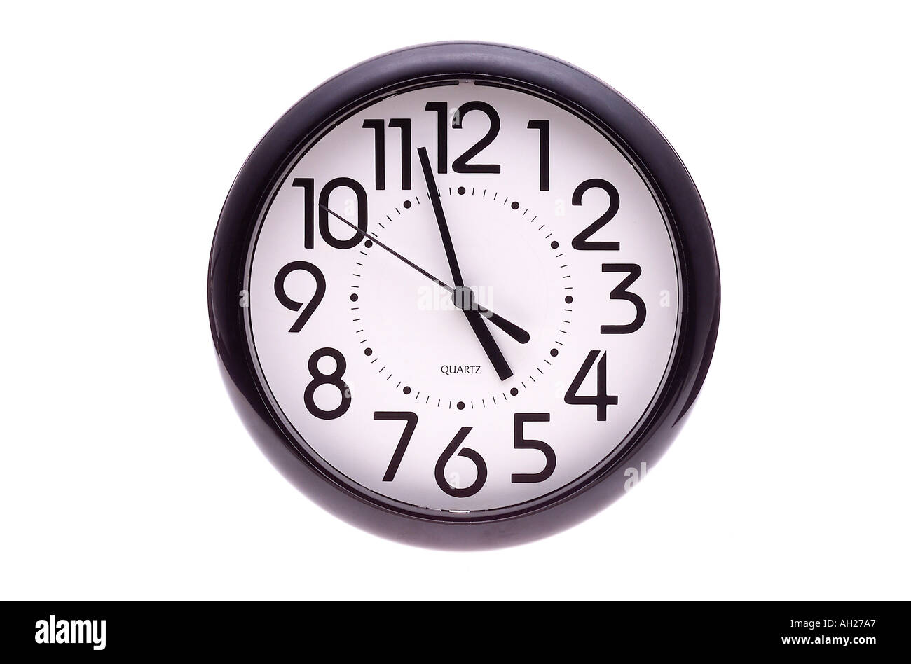 wall clock four fifty eight 4 58 silhouetted on white background Stock ...