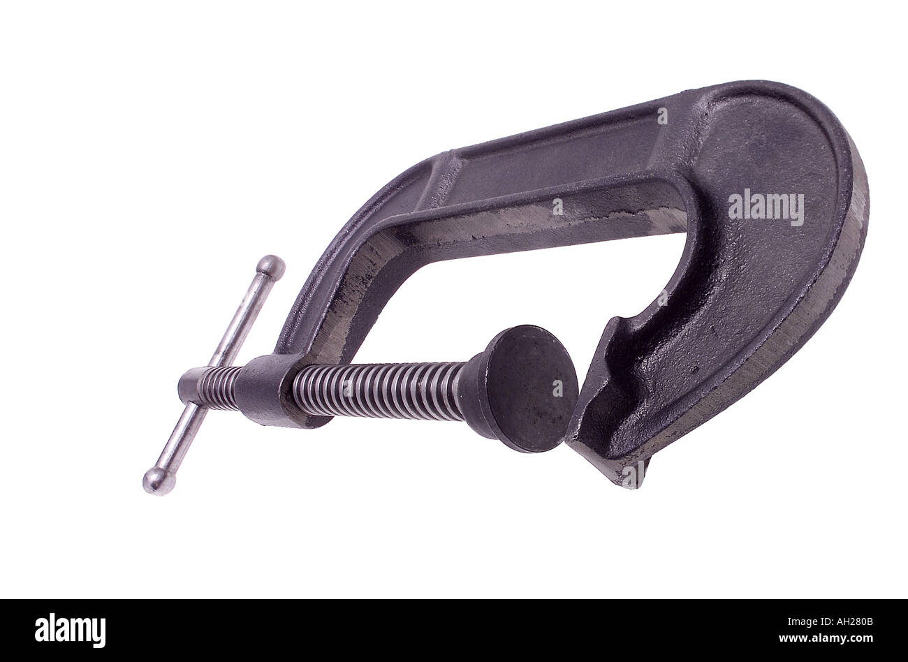 C clamp silhouetted on white background Stock Photo - Alamy