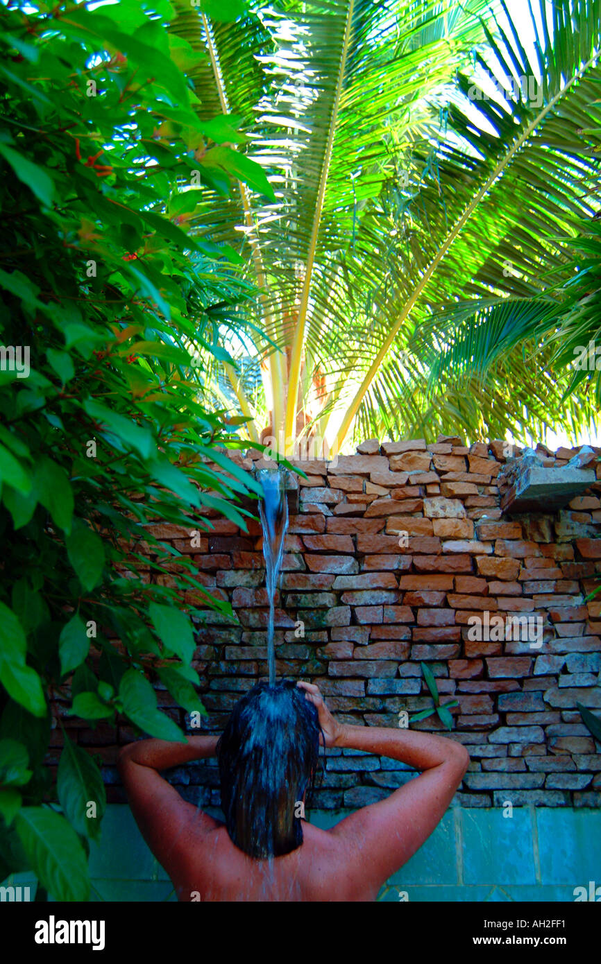 female woman young tanned brunette shower Stock Photo - Alamy