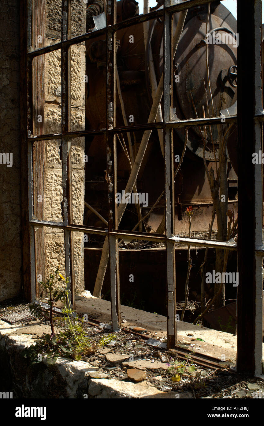Steam locomotive through a broken window at Rayak in Lebanon's Beka'a ...