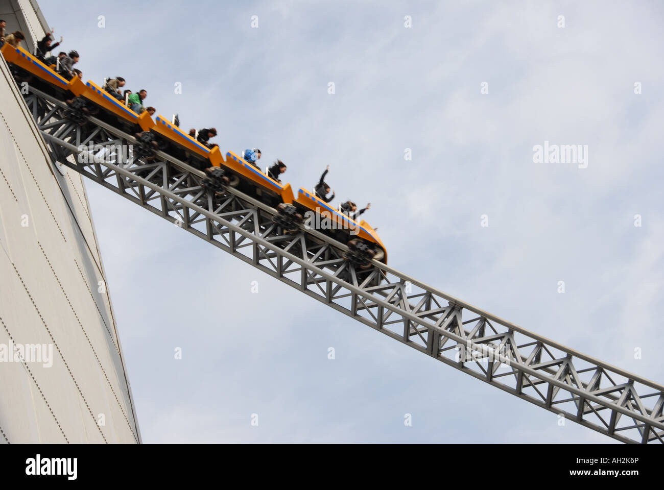 scary ride on the roller coaster Stock Photo - Alamy