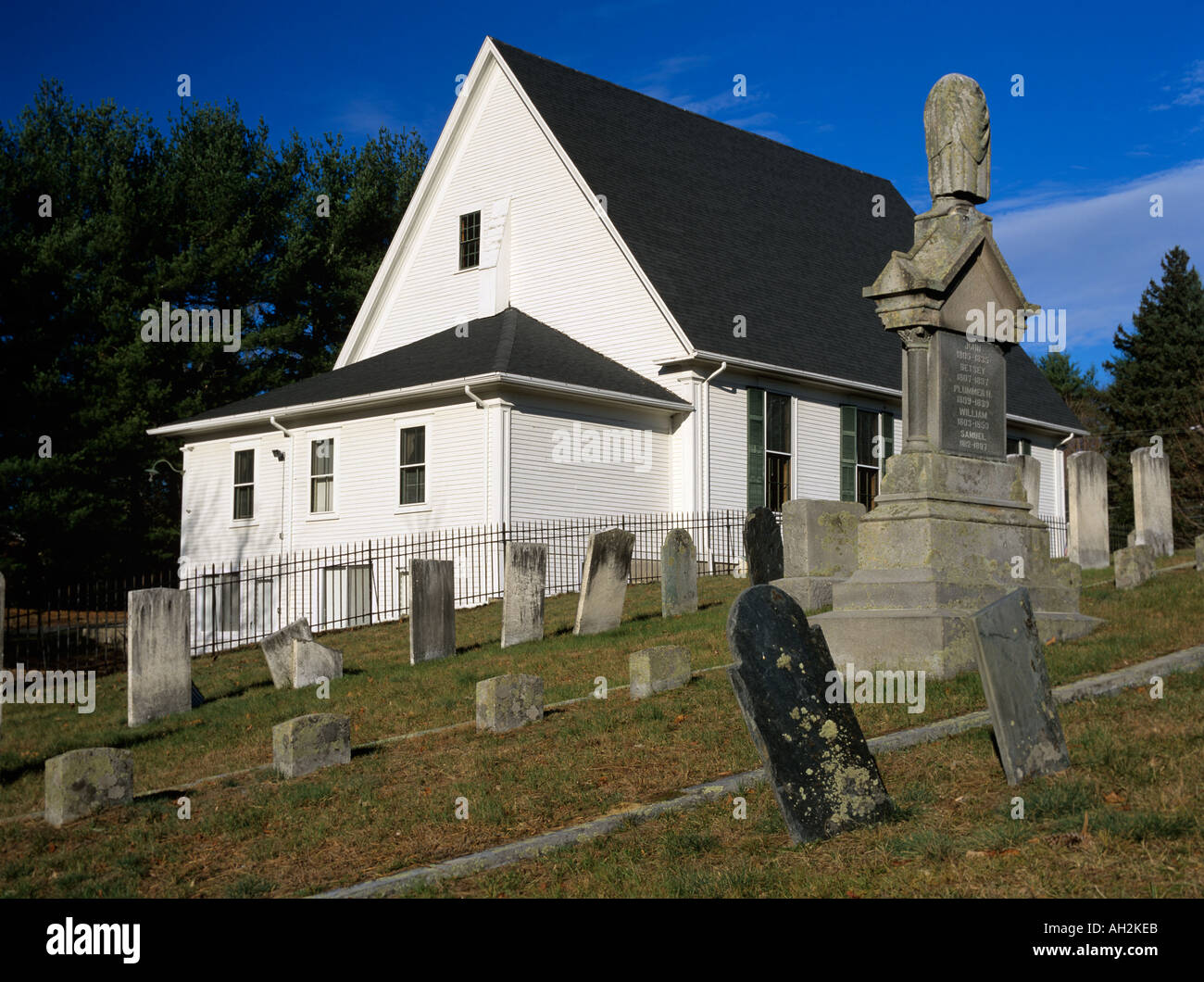 The Craftsmanship of old graves headstones in an scenic New England ...