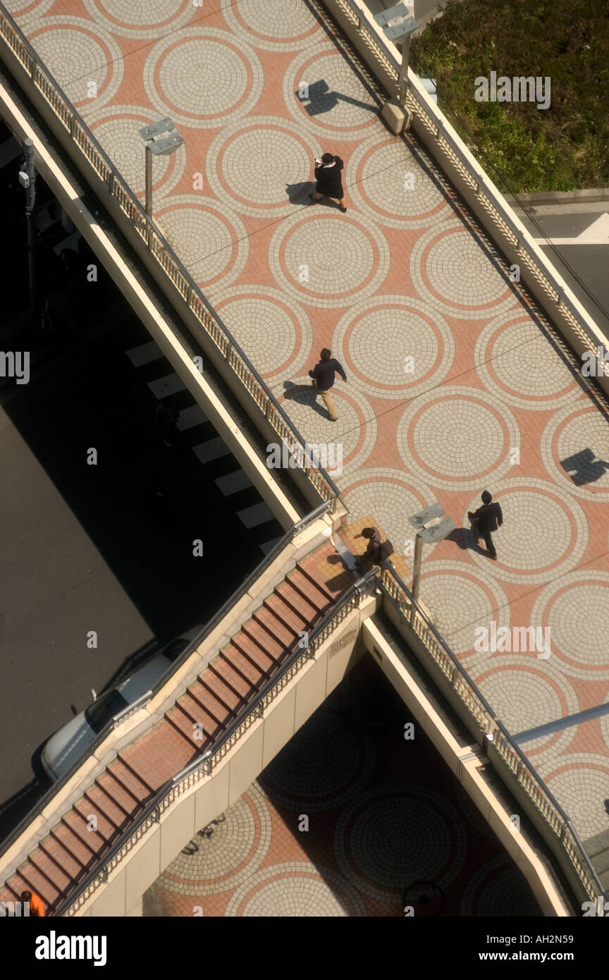 overview of pedestrian overpass Shinjuku Tokyo City Honshu Island Japan ...