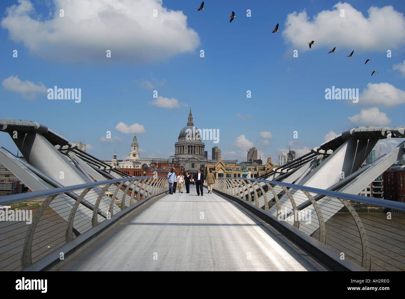 London Millennium Footbridge showing St.Paul's Cathedral, City of ...