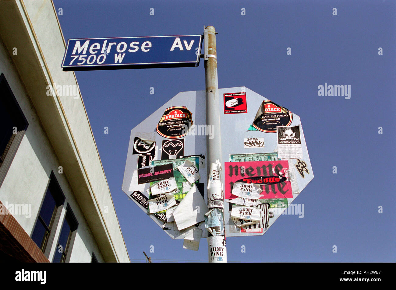 stop sign light blue sky Stock Photo - Alamy