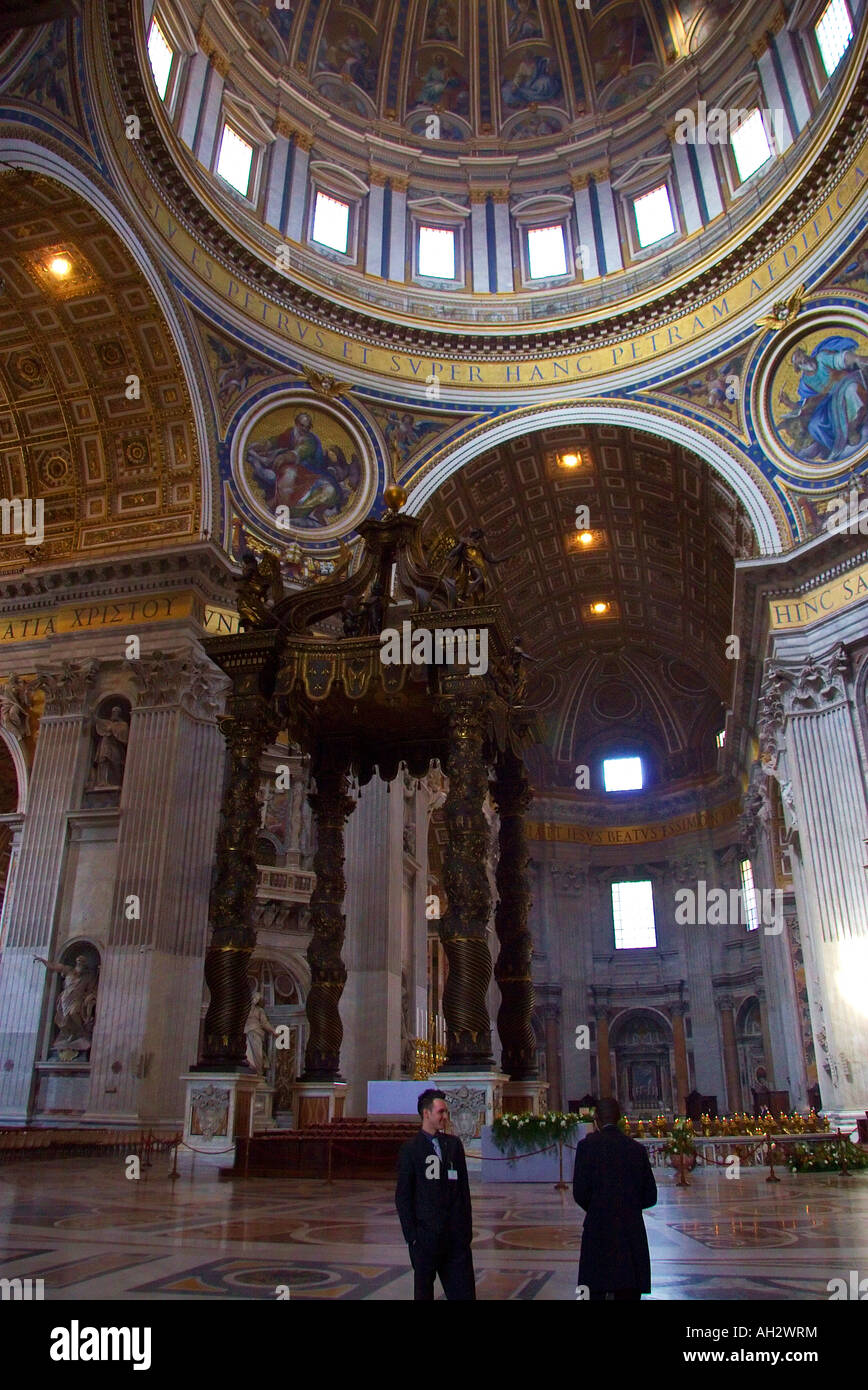 Rome Italy Basilica of Saint Peter Dome and Dramatic Lighting Ceiling ...