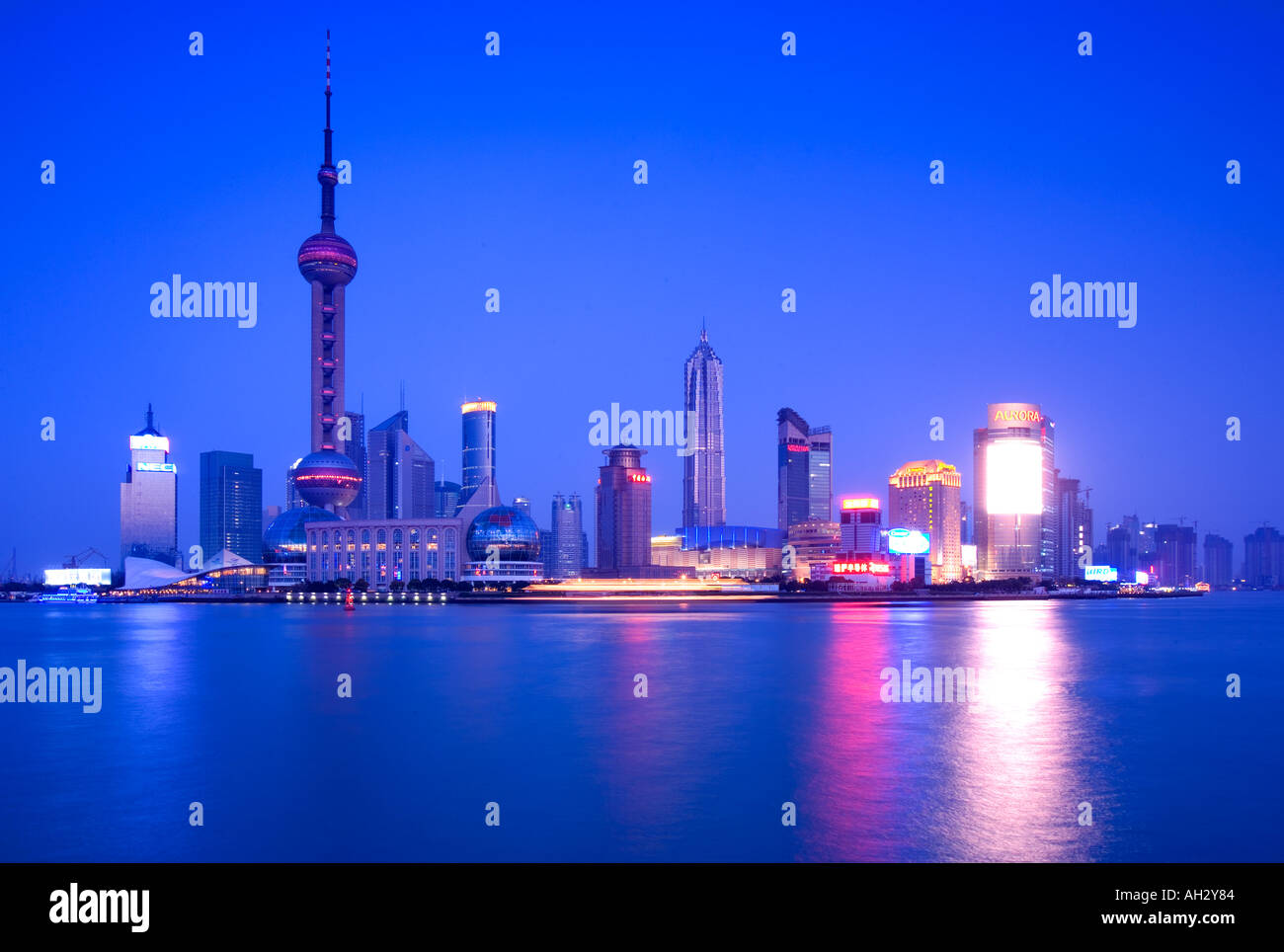 Shanghai Skyline over river Huangpu China Stock Photo - Alamy