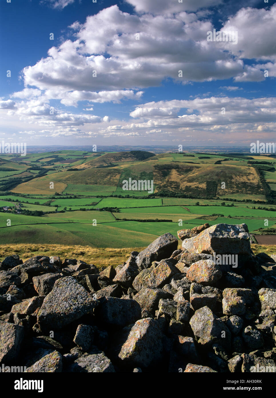 The Cheviot Hills in Northumberland viewed from the rampart of ...