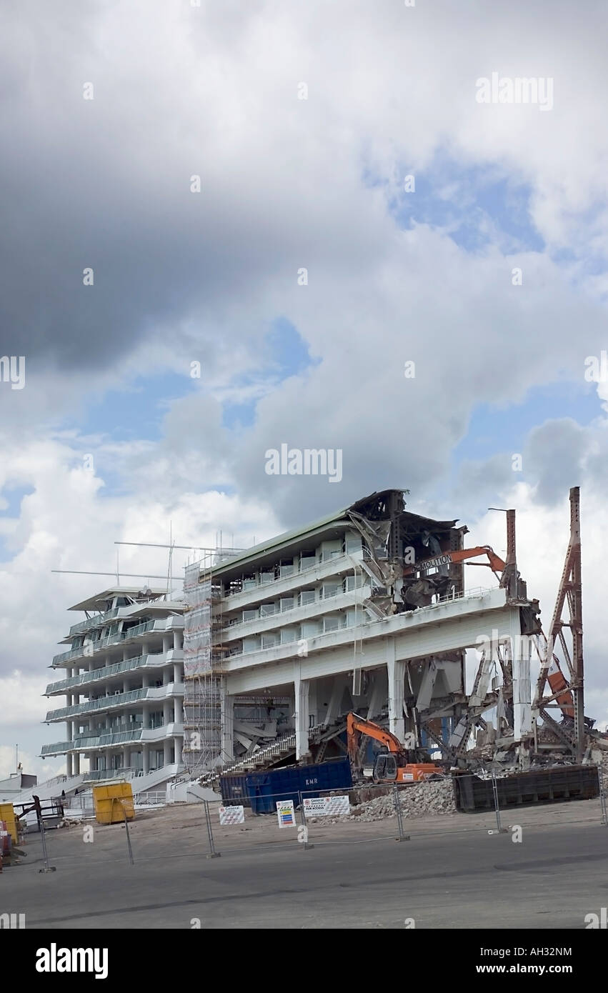 Demolition of the Old Stand at Epsom Racecourse Stock Photo - Alamy