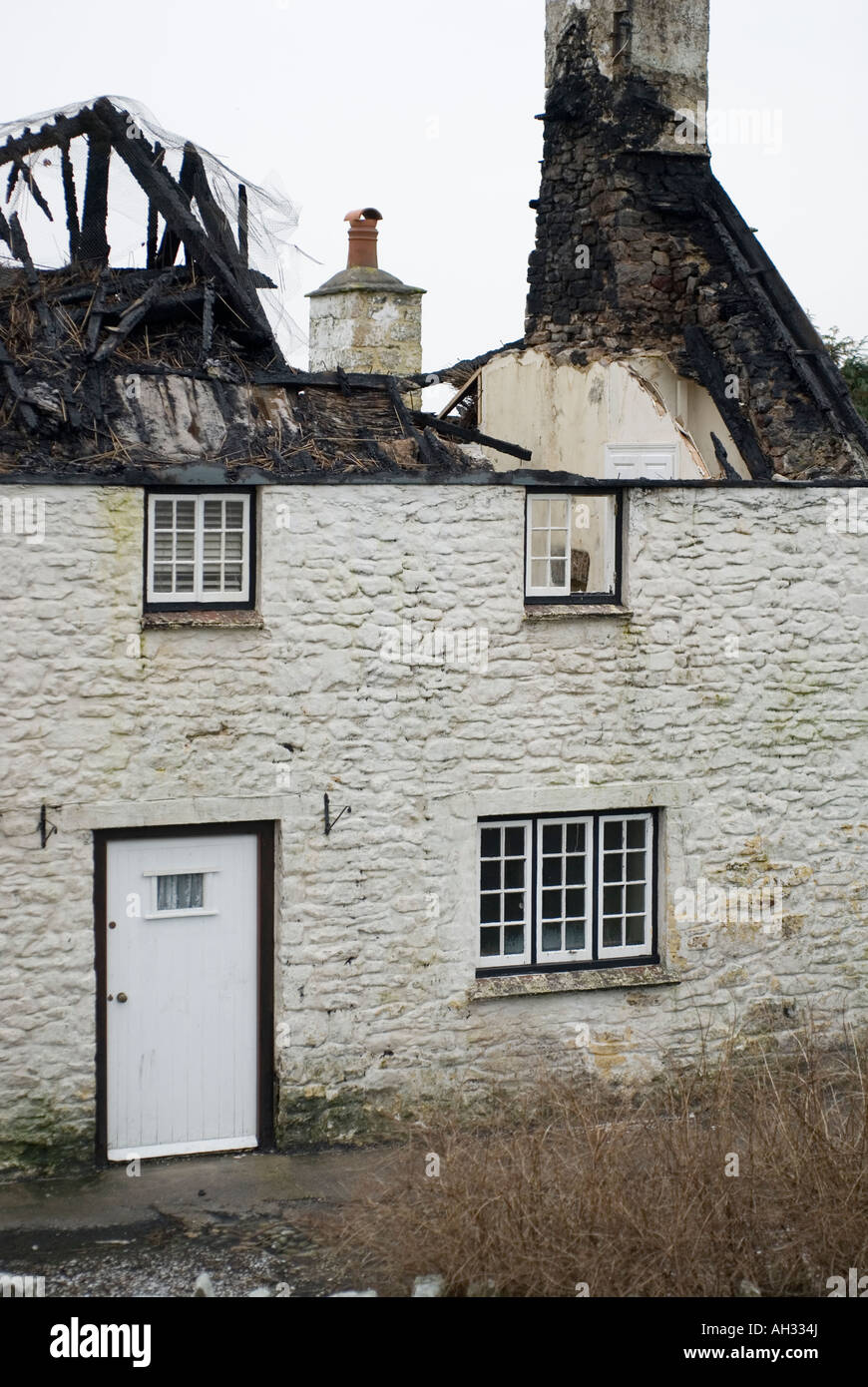 Fire Damaged Cottage Stock Photo - Alamy